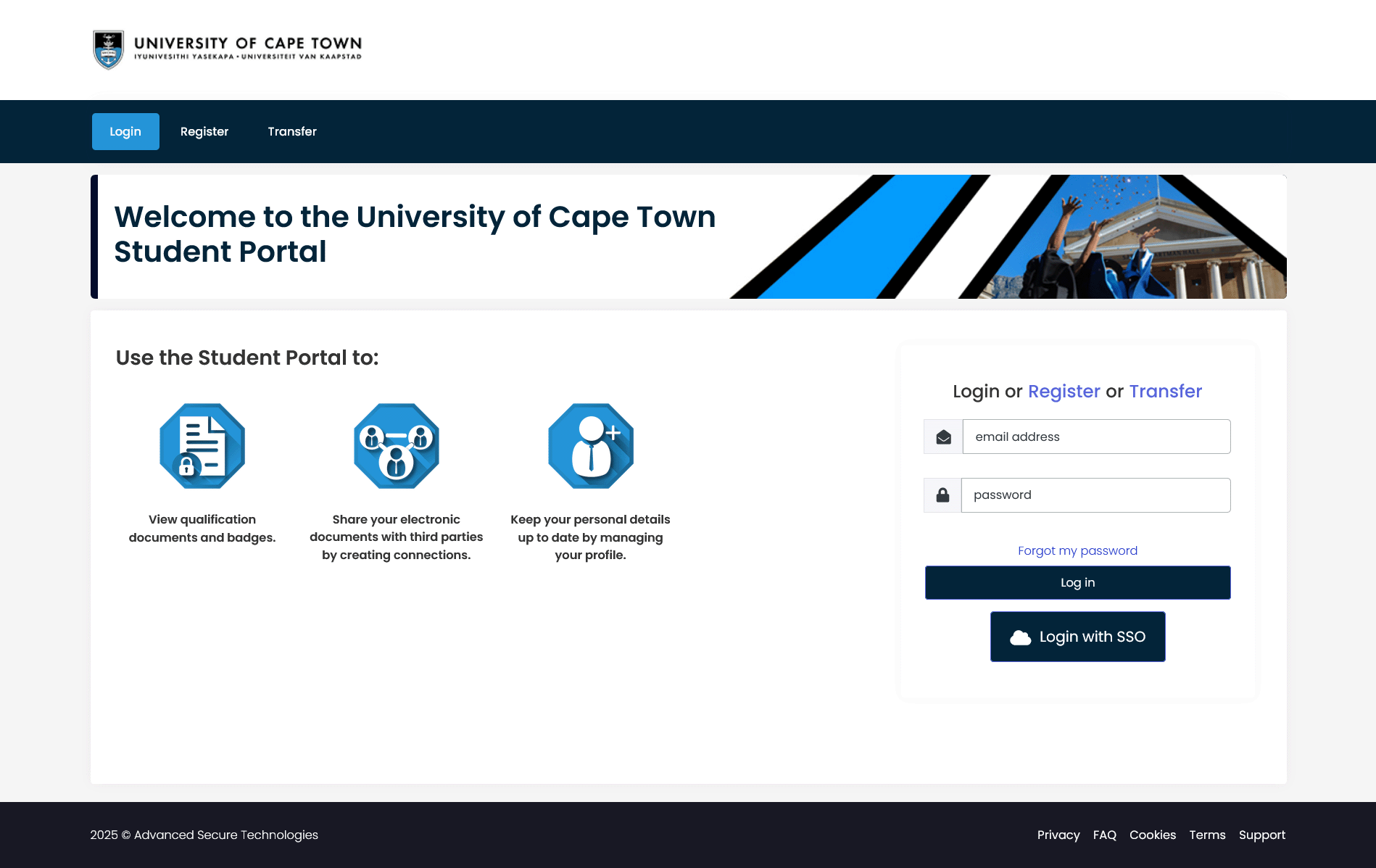 UCT Digital Certificates Portal help | Applicants & Students